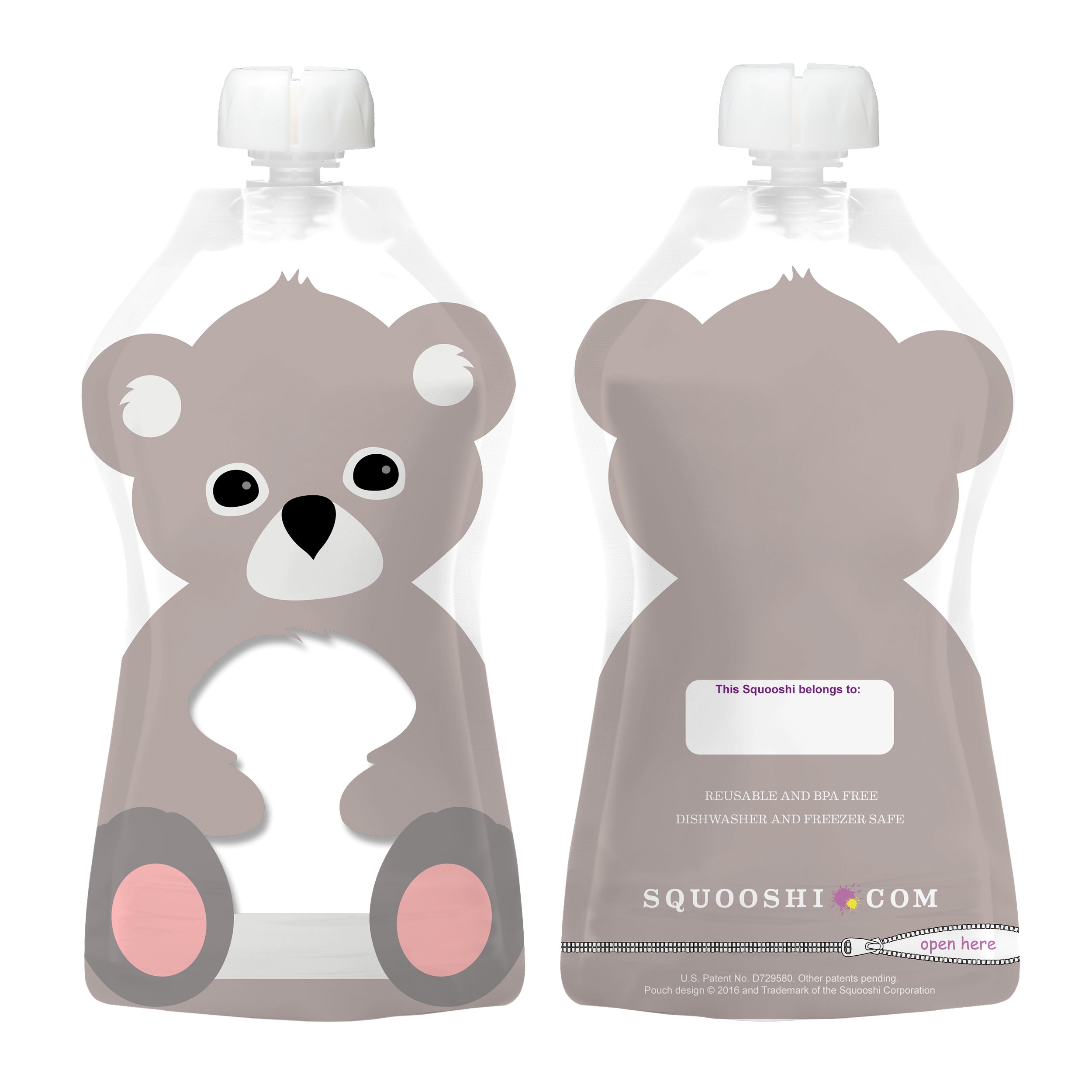 SQUOOSHI Reusable Baby Food Pouches for Toddlers | BPA Free Plastic, Food Safe, Freezer Safe | Refillable for Applesauce Yogurt & Puree Squeeze Pouch | 10 pack | 5oz | Assorted Animals