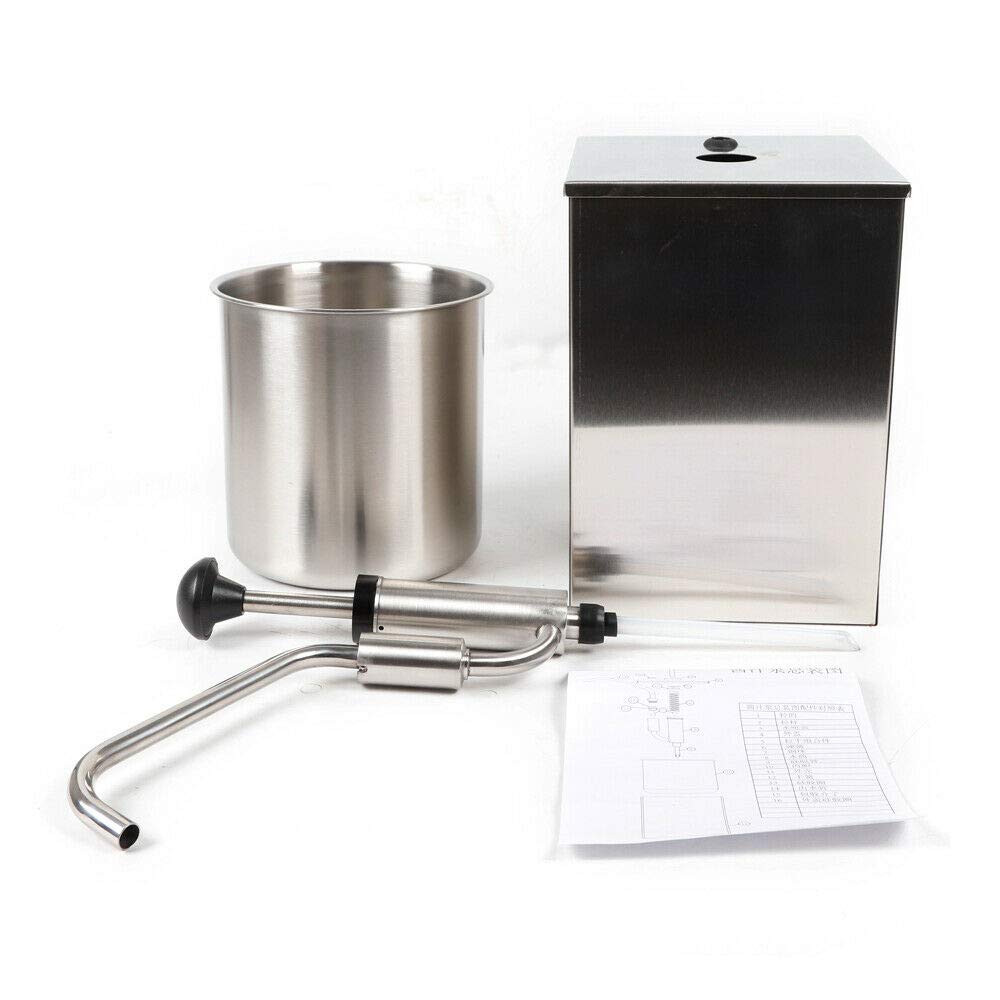 NICE CHOOSE Sauce Dispenser Pump, 4L Commercial Stainless Steel Squeeze Condiment Pump Station for Syrup Salad Dressing Ketchup Seasoning Sauce