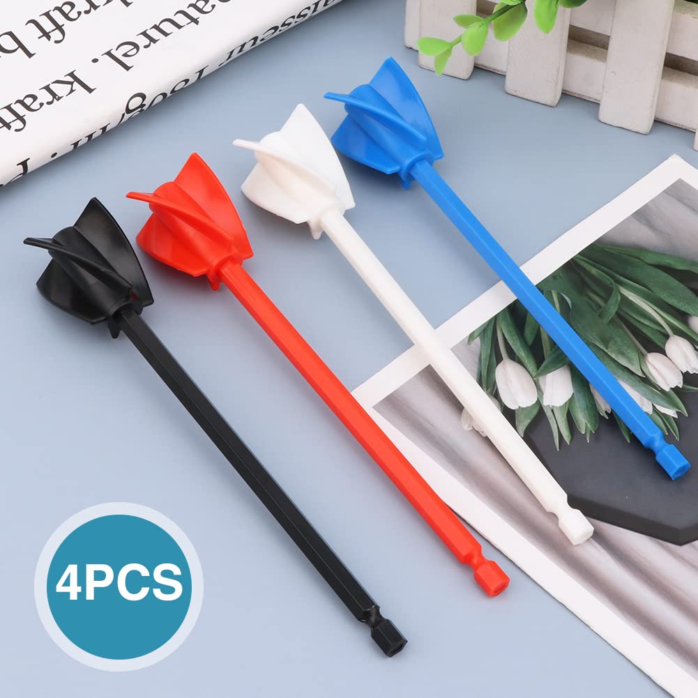 QOONESTL Resin Mixer Paddles, 4pcs Reusable Paint Mixer Epoxy Mixer Paddles, Multipurpose Mixer Drill Attachment for Resin, Paint, Silicone, Ceramic Glaze Mixing(Black+White+Red+Blue)