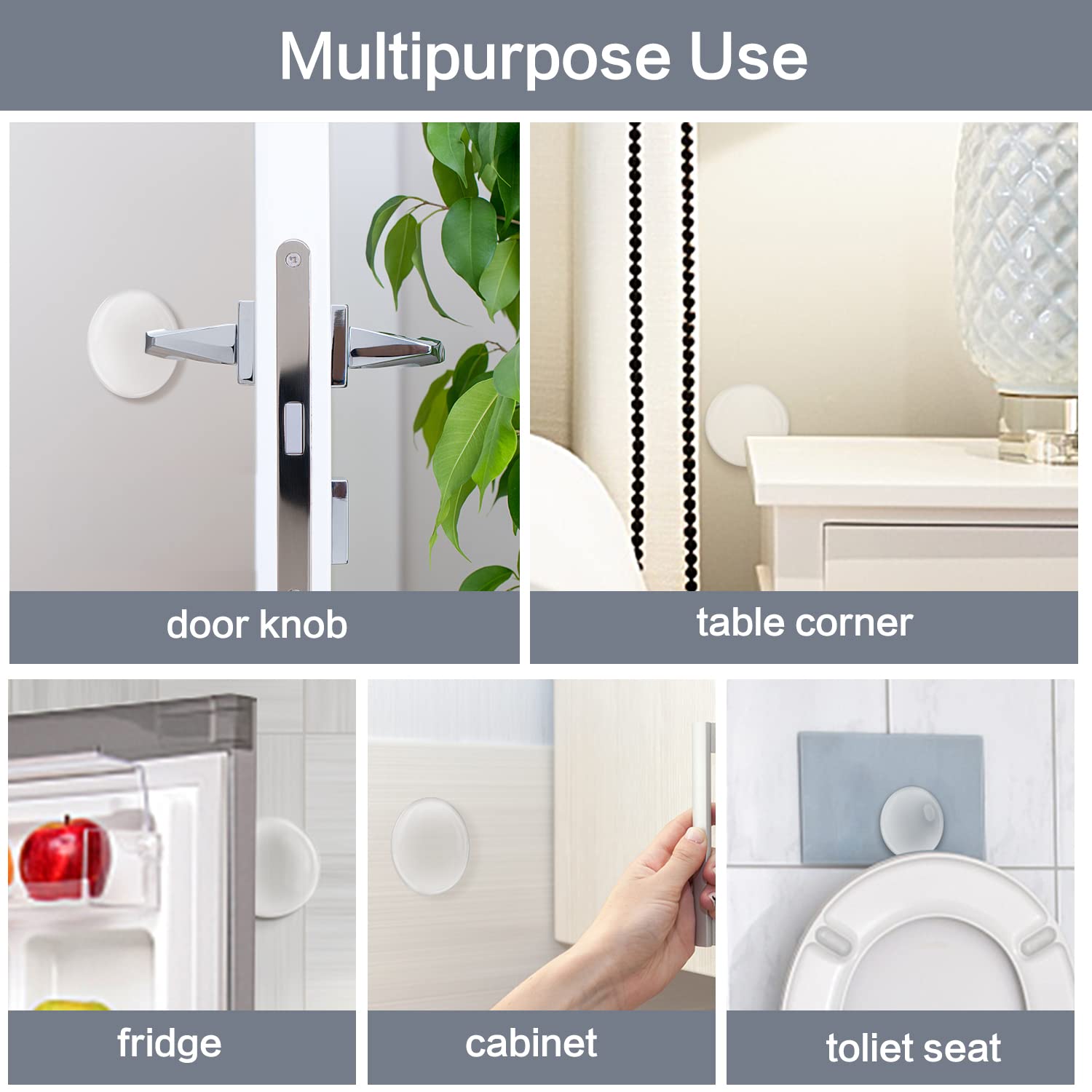 Large Door Knob Wall Protector 3.15β, 6pcs Clear Door Stopper Wall Protector with Strong Self Adhesive, Soft Silencer Door Bumpers for Home and Office
