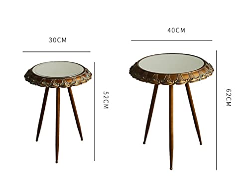 KXDTZ Side Table Living Room Leisure Small Table Small Tea Table Round Iron Metal Lace Table (Size : 40x40x62cm)