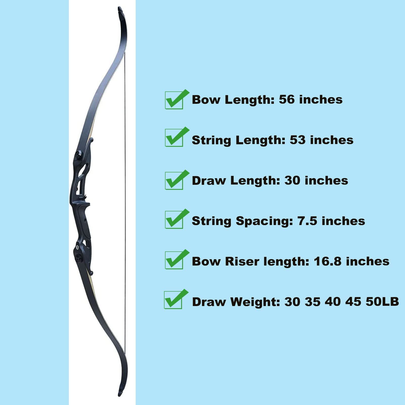 Recurve Bows for Adults Beginners, Right Handed Longbow with 12PCS Carbon Arrows, 56" Archery 30-50lbs from Beginner to Intermediate Outdoor Activities Survival Targeting Backyard(Black, Camouflage)