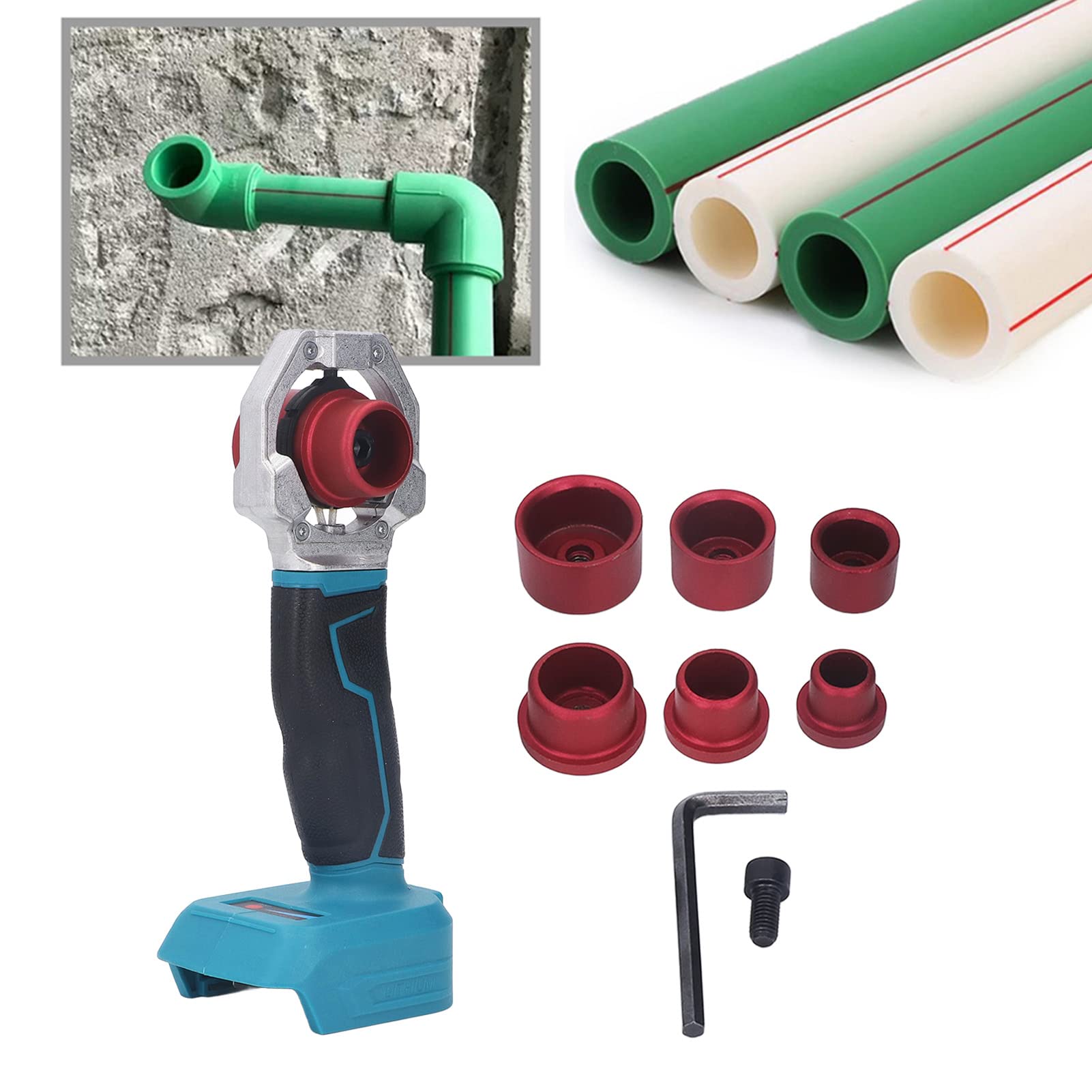 Plastic Water Pipe Welder, Cordless Handheld Socket Fusions Welder Kit, Rechargeable PPR Pipe Welding Machine with 6 Die Heads for PPR PE PB HDPE Pipe (340℃ Constant Temperature)
