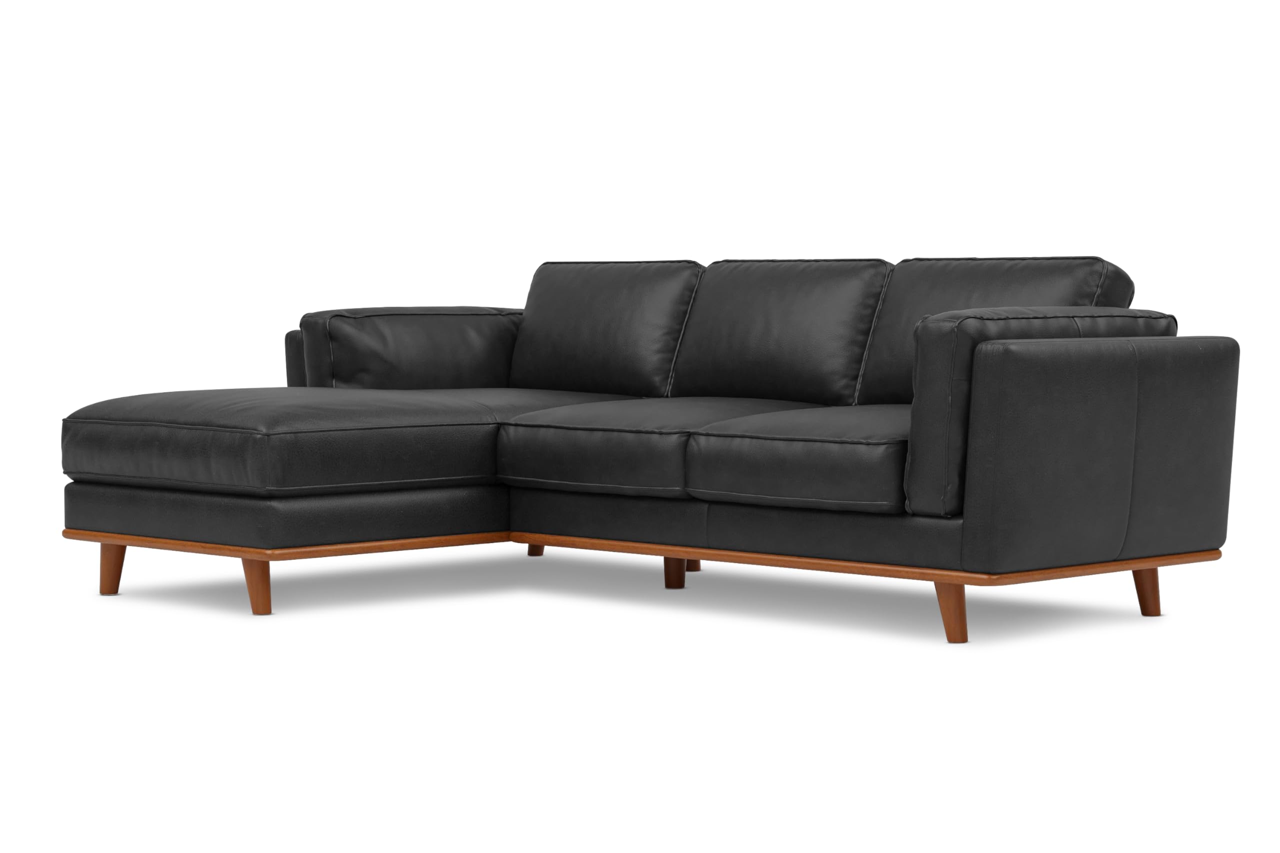 Valencia Artisan Full Leather Sofa - Pure Full Italian Nappa Leather Couch, Solid Wood Accent, Ultimate Comfort (Cognac, Right Chaise Sectional)