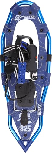 Norske Series Ligthweight Aluminum Frame Snowshoe Kit with Quick-Lock Trekking Poles, Heel Lift, Quick Release Bindings & XPE Ever-Flex Decking, Includes Waterproof Carry Bag, 25" Up to 200 lbs.