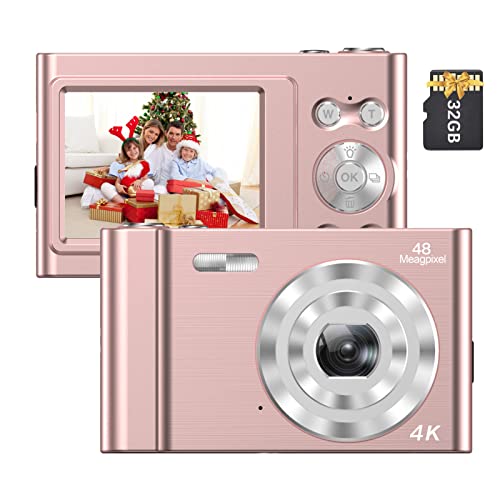 mewmewcat Digital Camera for 4K Digital Camera Video Camcoer 48MP 2.4 Inch IPS Screen Auto Focus 16X Digital Zoom-Shake Face Detect Smile ture Built-in Flash & Battery wi