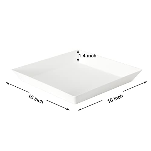 Youngever 3 Pack Plastic Serving Trays, Square Serving Platter for Parties, 10 inch x 10 inch (White)