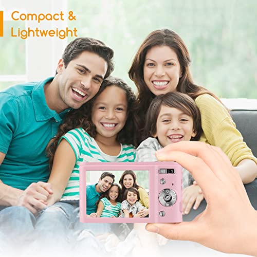 mewmewcat Mini Digital cameraPortable Digital Camera 48MP 4K 2.8-inch IPS Screen 16X Zoom Self-Timer 128GB Extended Memory Face Detection-Shaking with 2pcs Batteries Hand Strap Carry Pouch