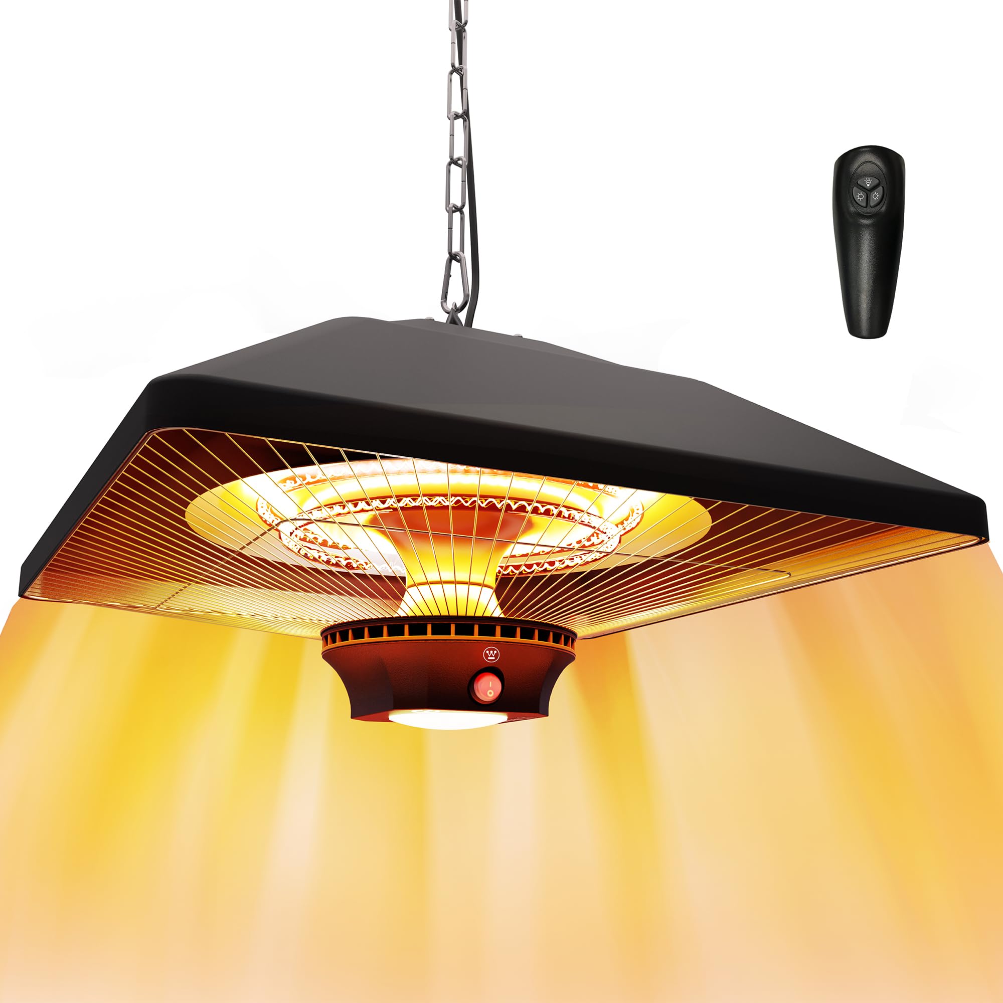 Westinghouse Outdoor Ceiling Patio Heater, Water Resistant, Adjustable Heat Output Up to 1500W, Auto Shut Off Overheat Protection, Hanging Infrared Heater for Patio Cover, Gazebo, Pergola, & More