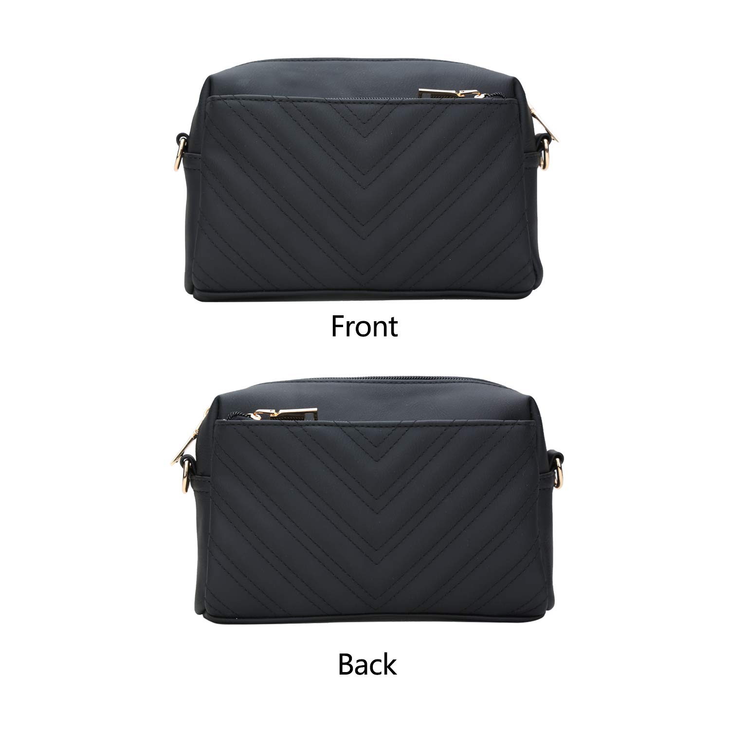 KKXIU Triple Zip Lightweight Small Crossbody Bags for Women Quilted Shoulder Purses and Handbags (Black) …