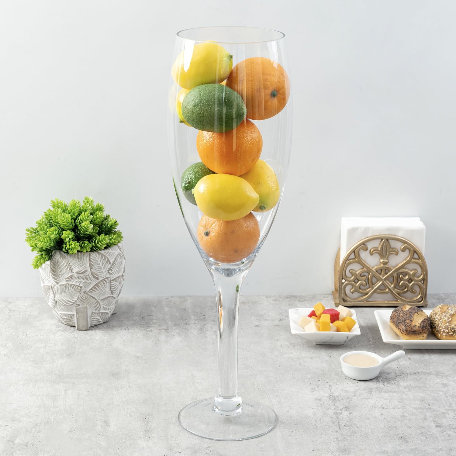 MyGift 20 Inch Oversized Wine Glass Vase, Decorative Novelty Wine Glass Cork Holder Decor