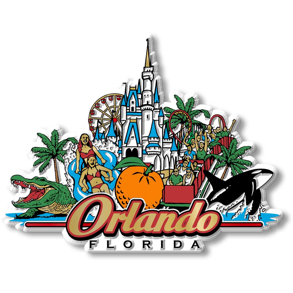 Orlando City Magnet by Classic Magnets, Collectible Souvenirs Made in The USA, 4.4" x 3.4"
