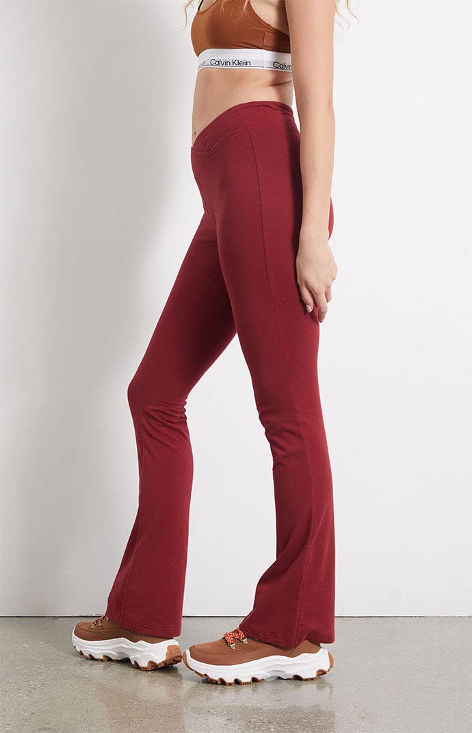 PacSun Women's Surplice V Waist Flare Yoga Pants - Red Size XS
