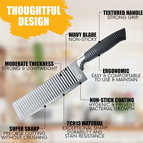 omoft 6 Pcs Kitchen Knife Knives Set Professional Sharp Stainless Steel Chef tools includes Steak small Cleaver Carving Knife Paring Knife Scissor German type Ceramic Peeler ''meat cutter'' butcher
