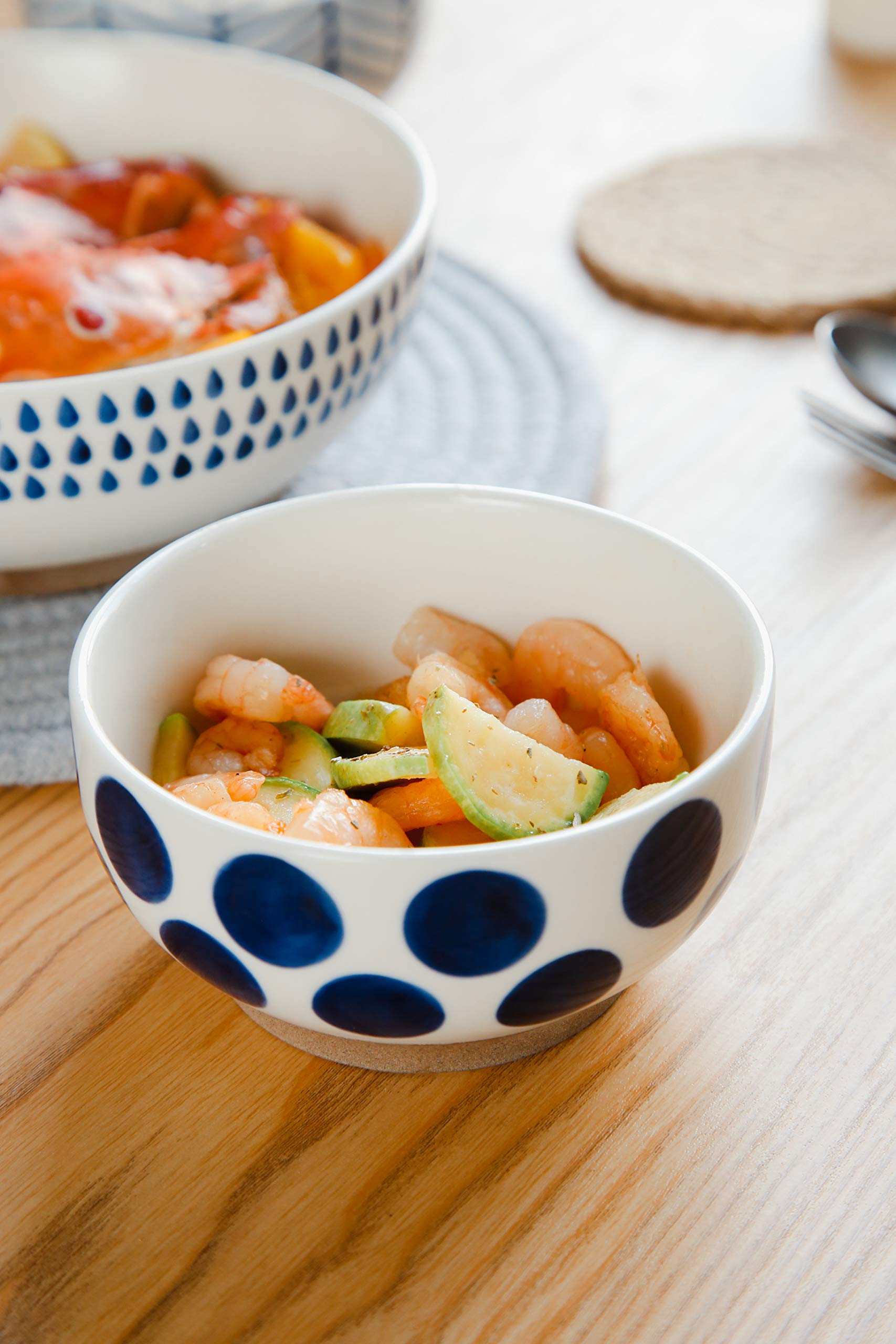 Koja Porcelain China Ceramic Soup Cereal Pasta Noodle Bowl Set of 4.