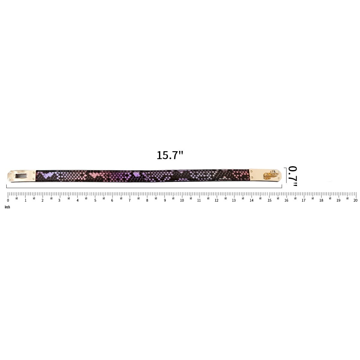 OsFTSbdt Pink Lockable Collar Snakeskin PU Choker Wrist Punk Rock Necklace for Unisex Multi Wrap Bracelet Bangle Adjustable (Small-15.7 inch, Heart Lock)