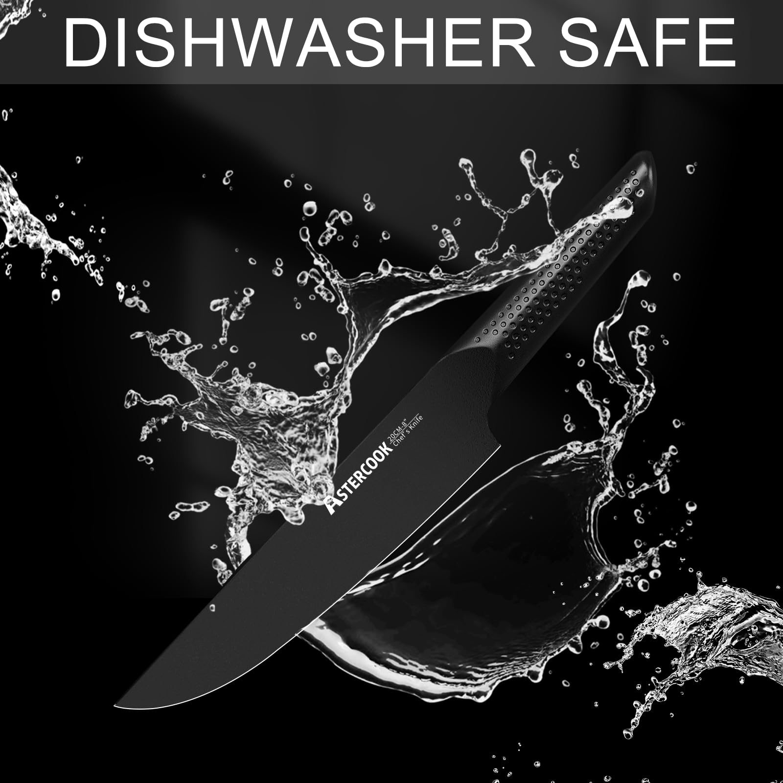 Knife Set, 21 Pieces Chef Kitchen Knife Set with Block, Built-in Knife Sharpener, German Stainless Steel Knife Block Set, Dishwasher Safe, Elegant Black