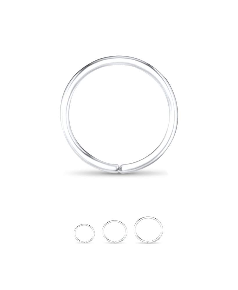 Nose Ring Bling 14k White Gold Nose Hoops Seamless Nose Rings 5/16 inch - 8mm 18G (D1042)