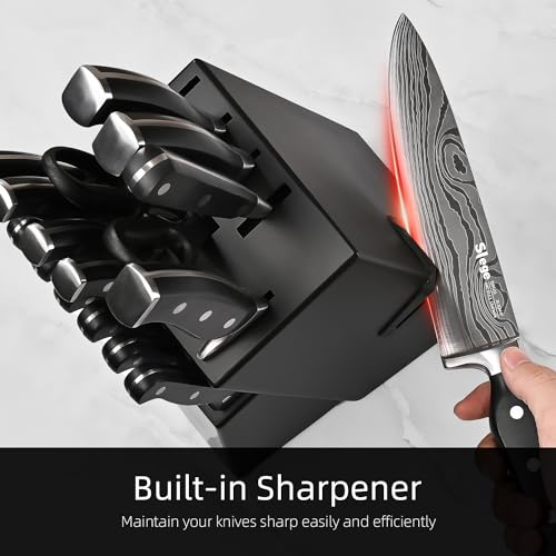 Knife Set, Slege 18-Piece Knife Sets for Kitchen with Block