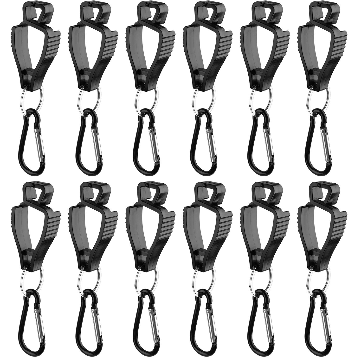 Lawei 12 Pack Glove Grabber Clip Holder - Black Work Safety Clip Glove Keeper, Glove Grabber Clip Holder Glove Keeper for Belt Loop
