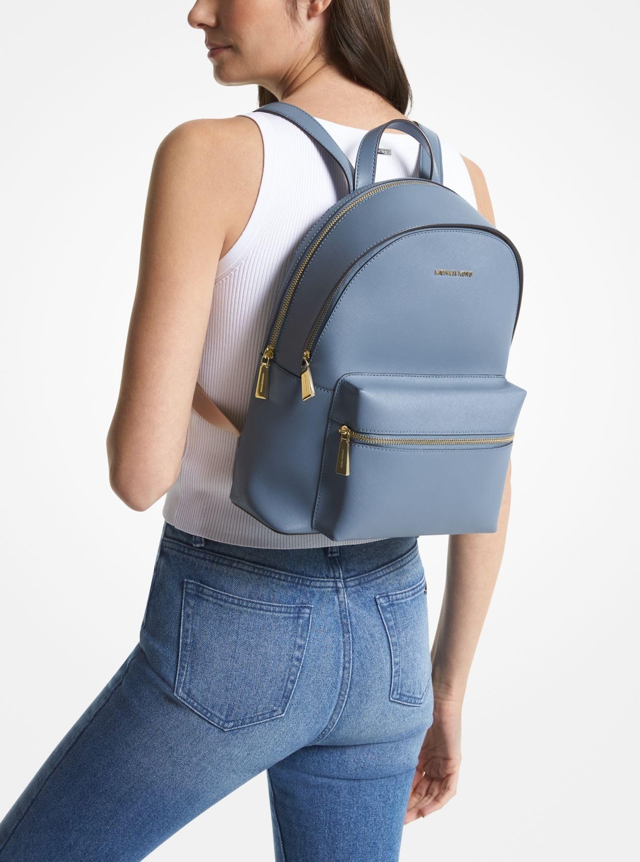 Michael Kors Sally Medium 2-In-1 Logo Backpack (Blue Denim)