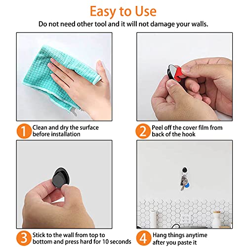 YUENTOEN Car Mini Hooks - Auto Adhesive Hooks, 4Pcs ABS Strong Adhesion Car Storage Hooks Stick on Dashboard Automotive Interior Accessories for Earphones Charging Cables Keys Bags Purse Towel Hat