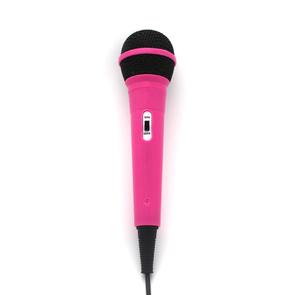 Kakutoy Wired Kids Karaoke Microphone Toy Handheld Dynamic Microphone 3.5mm Microphone Function Jack Cable Compatible with Children Karaoke Singing Machine (Pink)