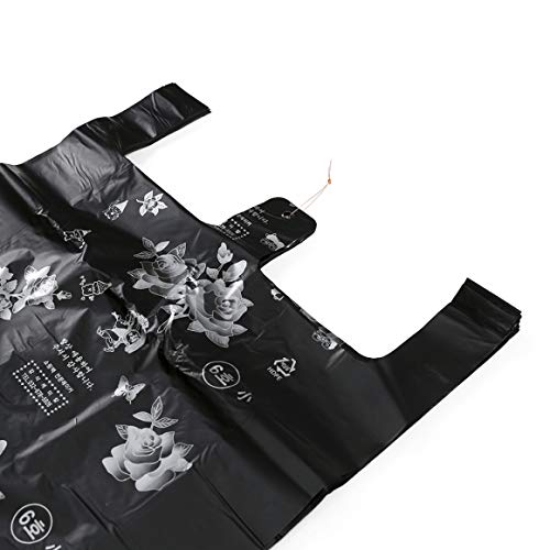 Large Plastic Grocery T-Shirts Multipurpose Bags Carry-Out Comforter Blanket Bag Black 24.4 x 28 inch, 62 x 70 cm, 50pcs