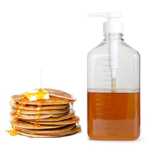 LIZEALUCKY Squeeze Bottle 1600ml Simple Pressure Pump Bottle Empty Syrup Tomato Sauce Condiment Container Reusable Squeeze Bottle