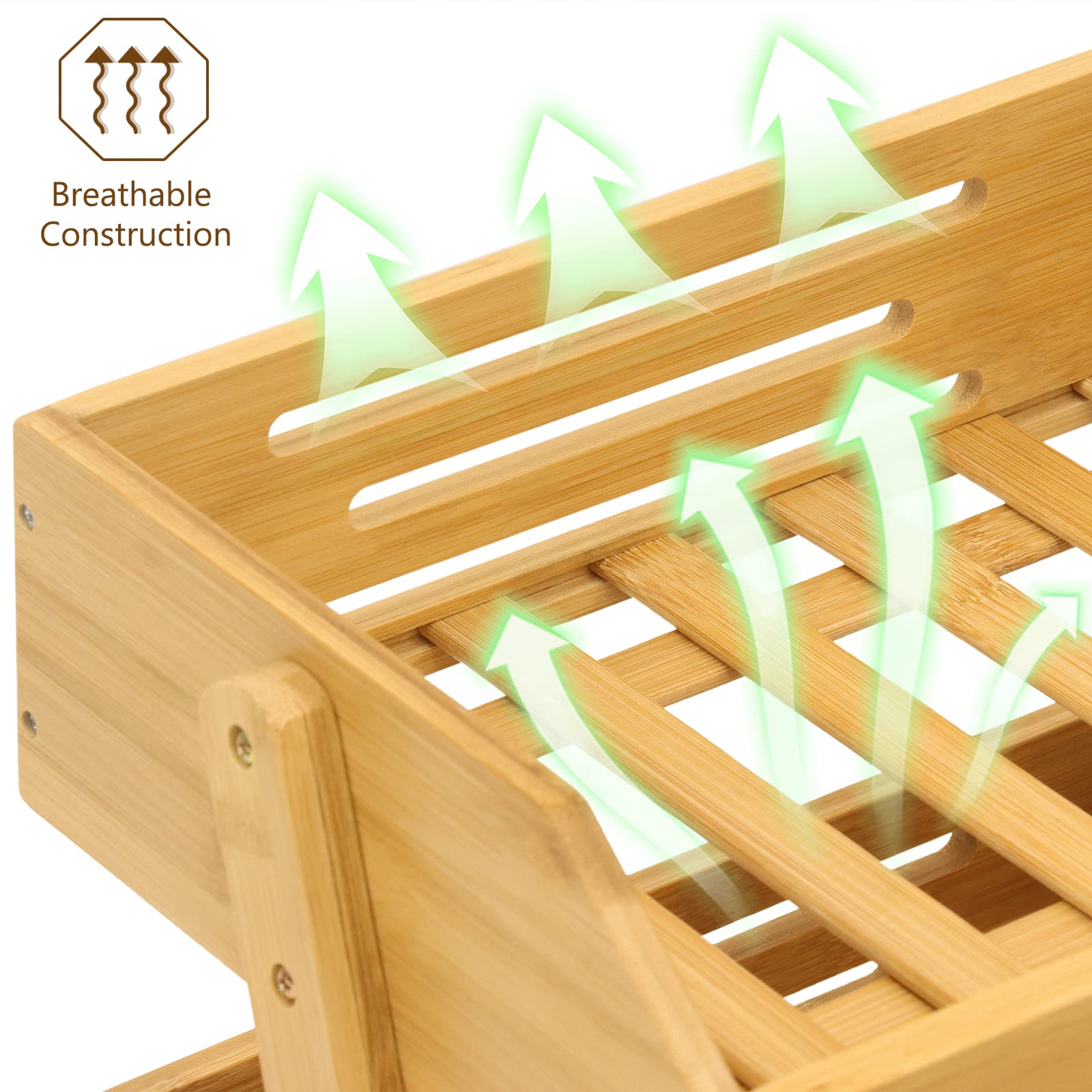 Mxbamhyc Bamboo Fruit Basket,3-Tier Fruit Bowl for Kitchen Counter, Large Capacity Vegetable Storage Holder,15 mm Thickness