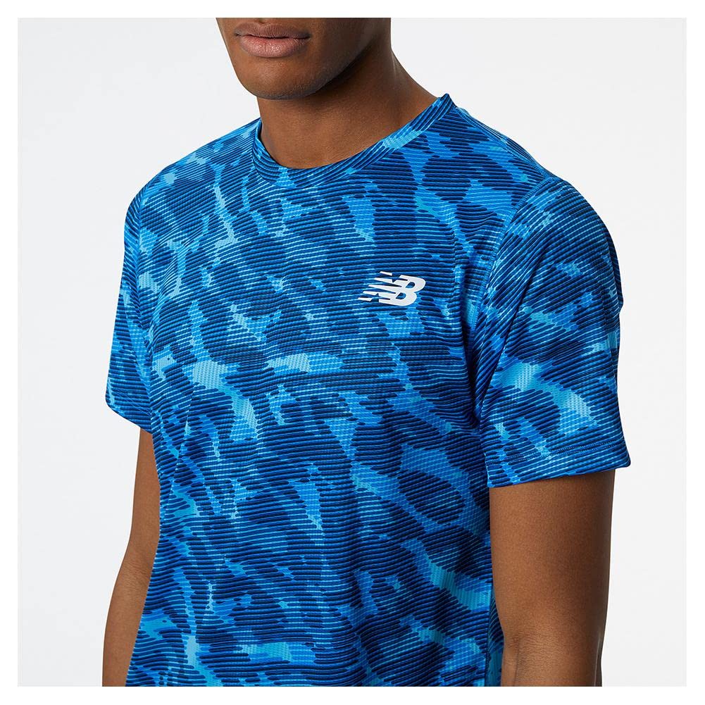 New Balance Men's Tenacity Tee, Serene Blue Print, X-Large