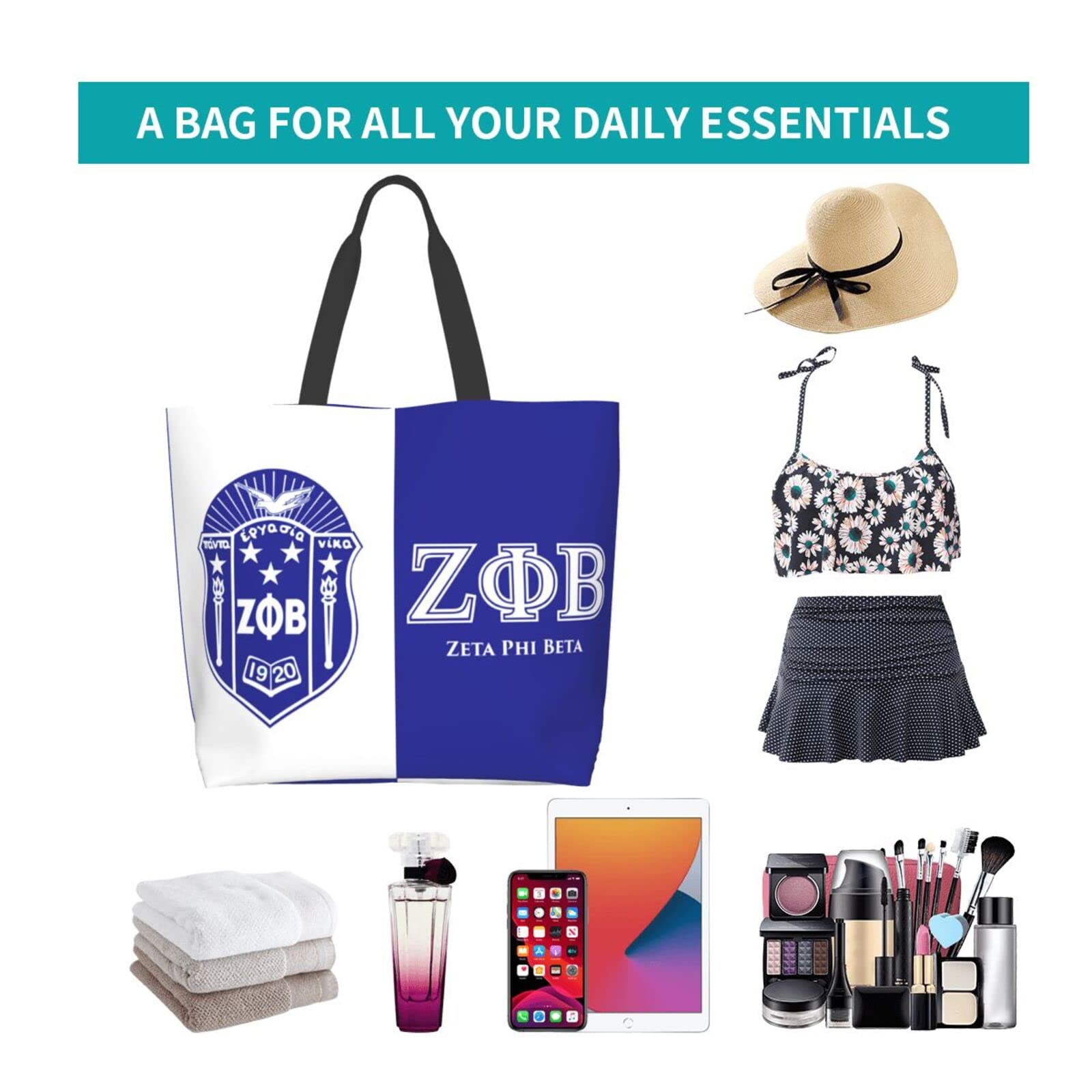 Okarice 1920 Sorority Gifts Paraphernalia For Women Tote Bags Foldable Reusable Canvas Storage Bag Shopping Handbag Shoulder Bag