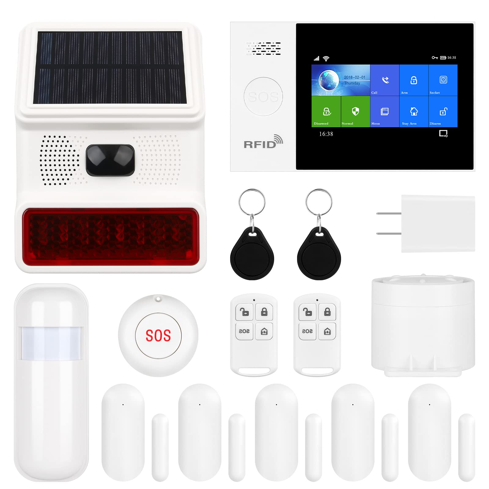 TZJZ Home Alarm System -DIY Wireless 4G WiFi Burglar Alarm System kit with APP- Compatible with Alexa & Google Assistant-4.3 inch Touch Screen Panel(NO Monthly Fees+4G+WiFi)
