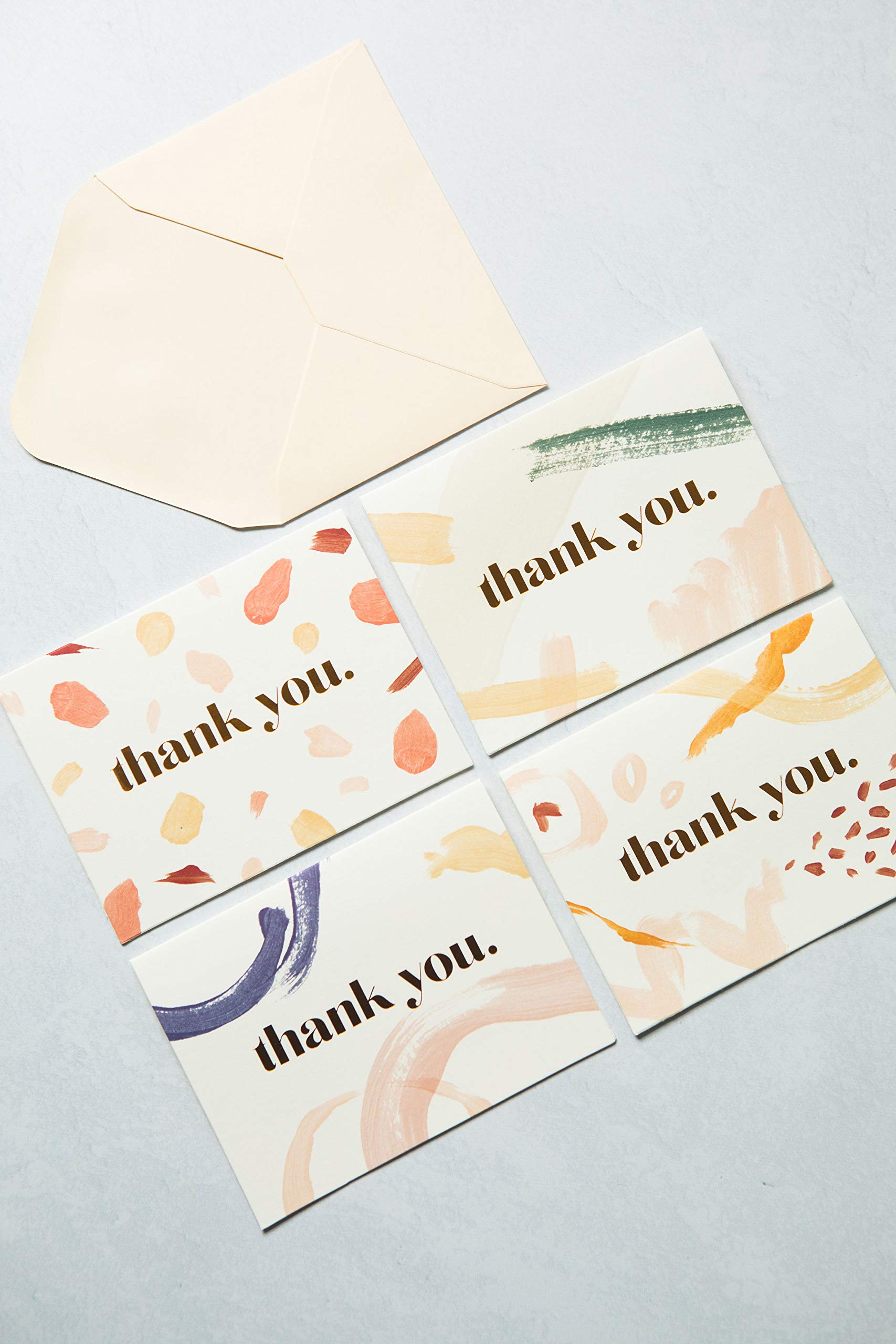 Paper + Bloom Thank You Cards | Baby Shower, Wedding - 48 Blank Gold Foil Notes with Envelope
