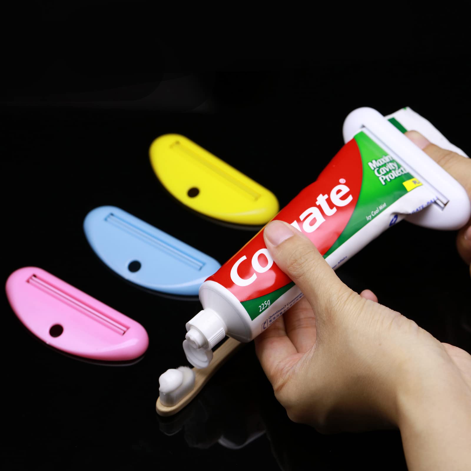 So Nice Toothpaste Tube Squeezer Dispenser-4 Pack Colors Toothpaste Clip,Toothpaste Squeeze roll,Tube Squeezer Tool Dispenser!(White, Pink, Yellow,Blue)