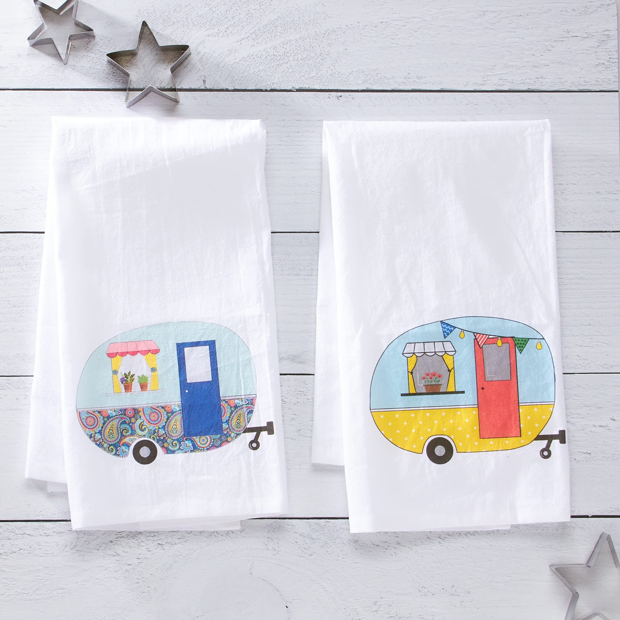 LLdecor RV Kitchen Towels - Set of 2, Urban Hippy Design