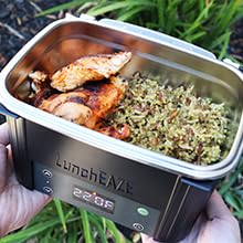 LunchEAZE Lite - Cordless, automatic, smart self heated electric lunch box, for jobsites, travel, office, or students
