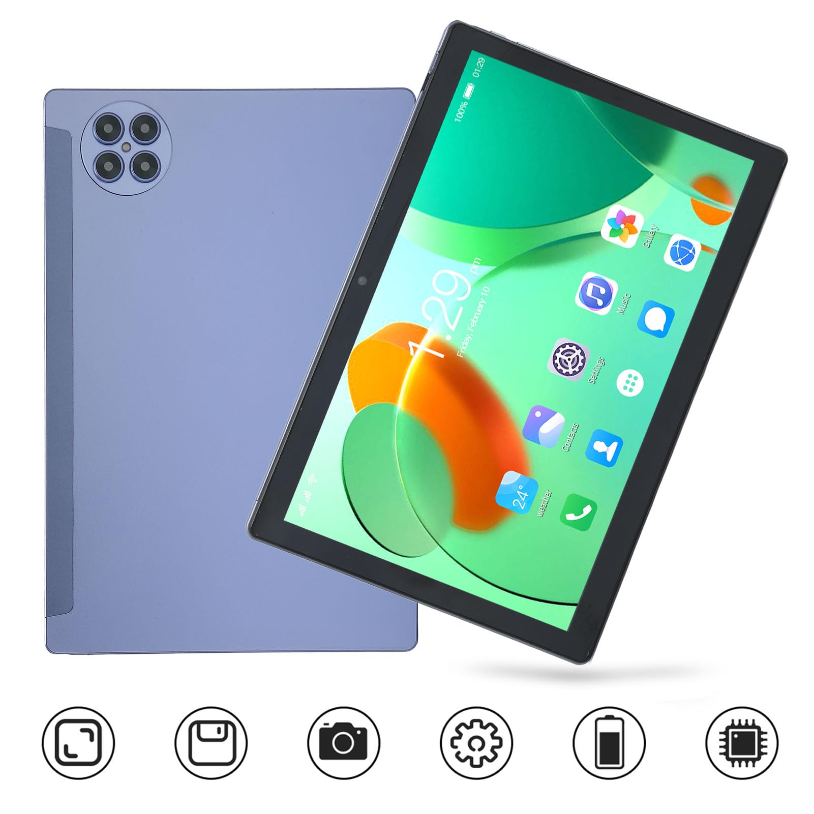 MAVIS LAVEN Gaming Tablet, 8GB RAM 256GB ROM HD Tablet Octa Core 10.1 Inch Dual Camera for Family (US Plug)