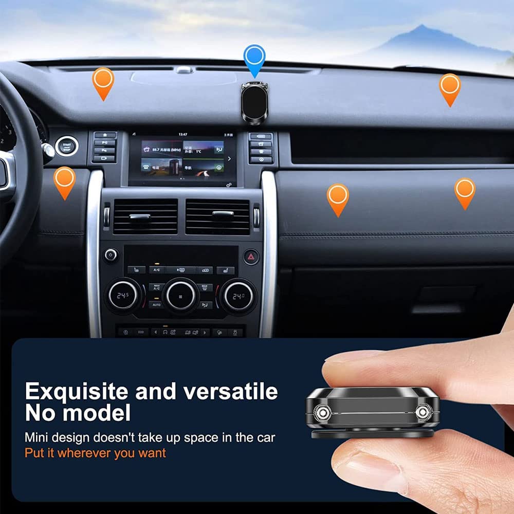 surfsexy 2023 New Alloy Folding Magnetic Car Phone Holder, 2pc Magnetic 360° Car Phone Holder Stand Dashboard Folding Bracket Universal, Alloy Folding Magnetic Bracket (Black +Sliver)