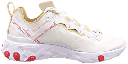 Nike Women's React Element 55 Running Shoes (7, Desert Ore/White)