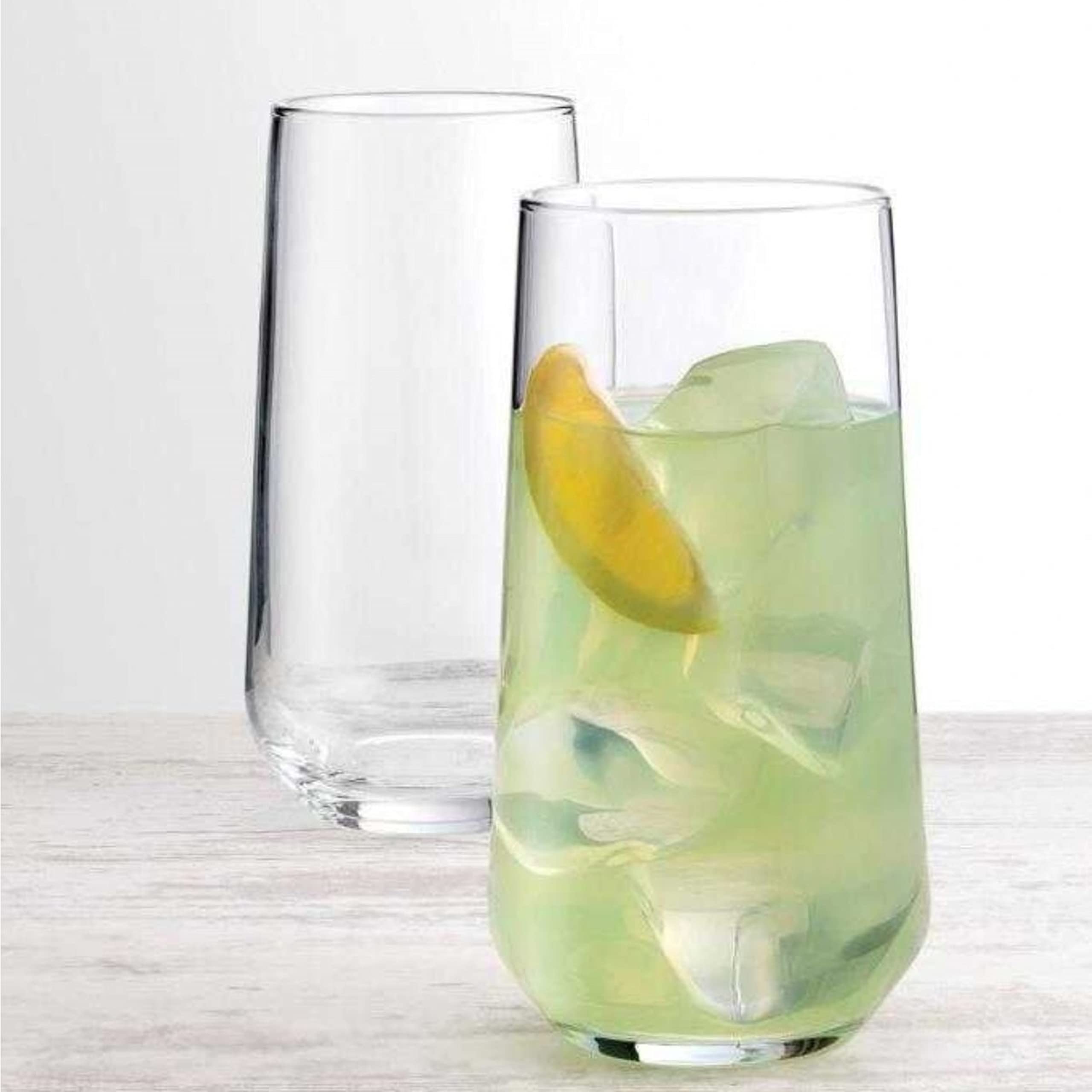 NIKOC Drinking Glasses | Set of 6 | 15.9 oz | Highball Glasses | Premium Glass Cups | Tall Water Juice Glasses | Tumbler Glass | for Home, Restaurants and Parties | Dishwasher Safe