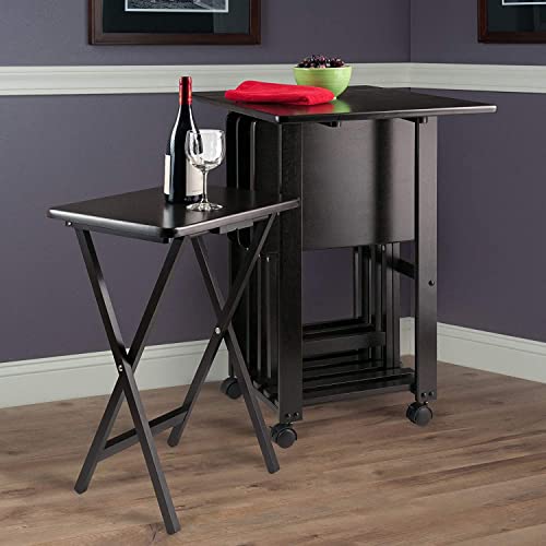 Oakestry Sophia 5pc Snack Tray Set Compact Design for Enhancing The Aesthetics, Small Living Spaces,Built-in Handles,Coffee Finish, 23.39" D X 28.19" W X 33.94" H