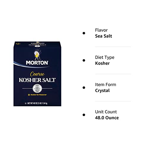 Morton Salt Kosher Salt, Coarse, Food Service, 48 Ounce, Packaging May Vary
