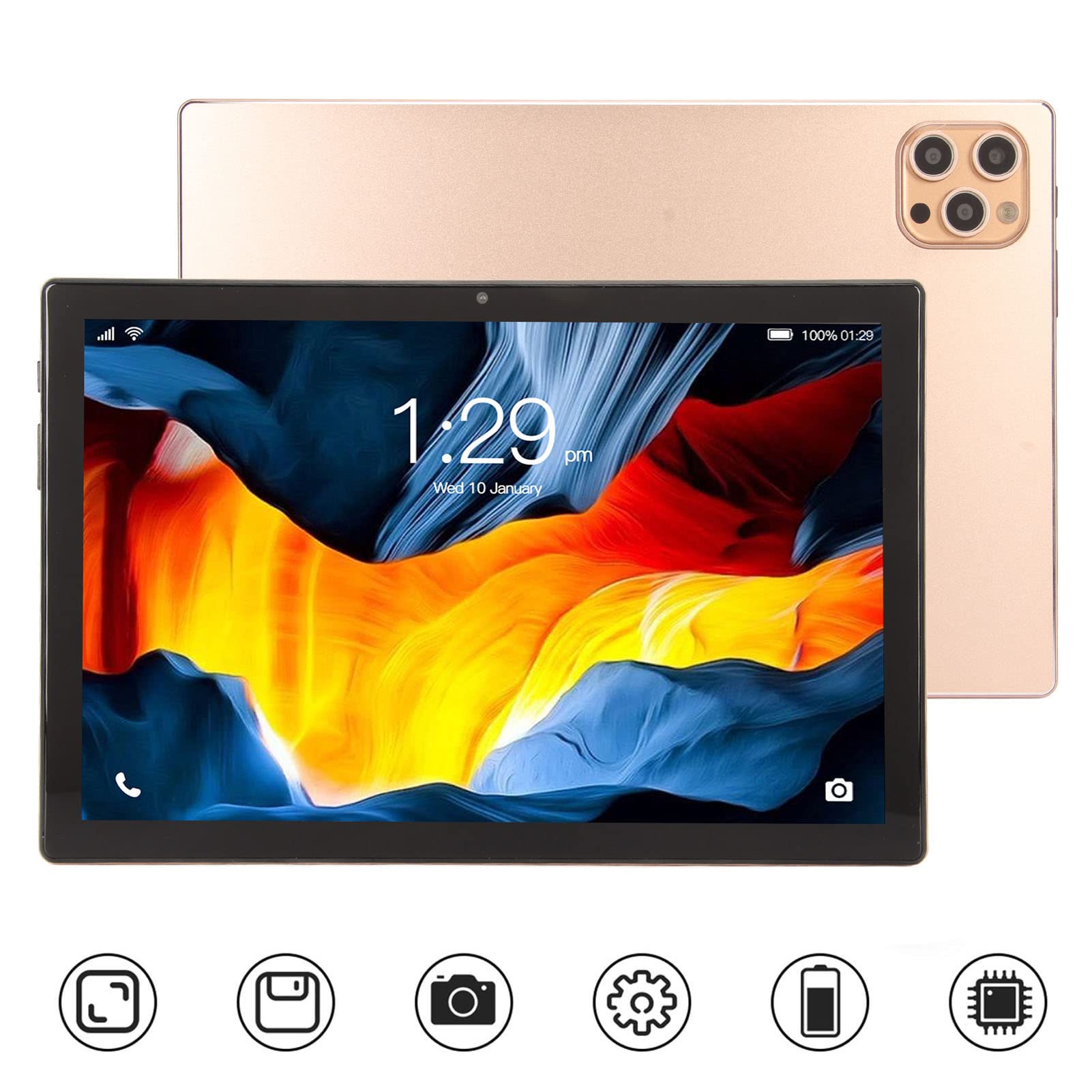 MAVIS LAVEN Office Tablet, 8GB RAM 256GB ROM Gaming Tablet 10.1 Inch FHD Dual Camera Octa Core CPU 5G WiFi 4G LTE for Travel (US Plug)