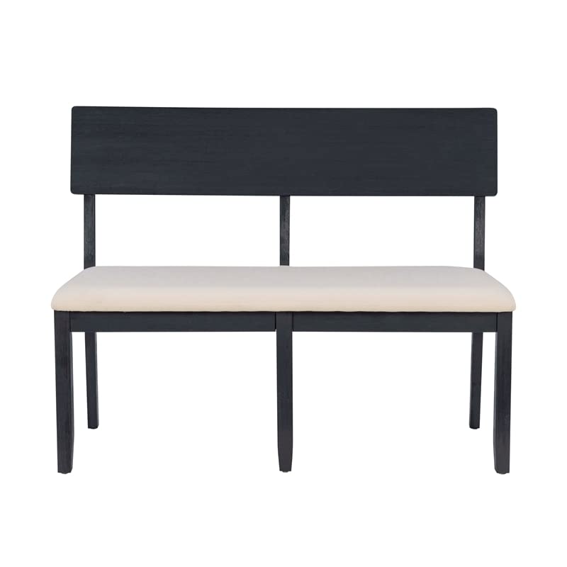 Linon Jordan Wood Dining Bench in Dark Charcoal Gray