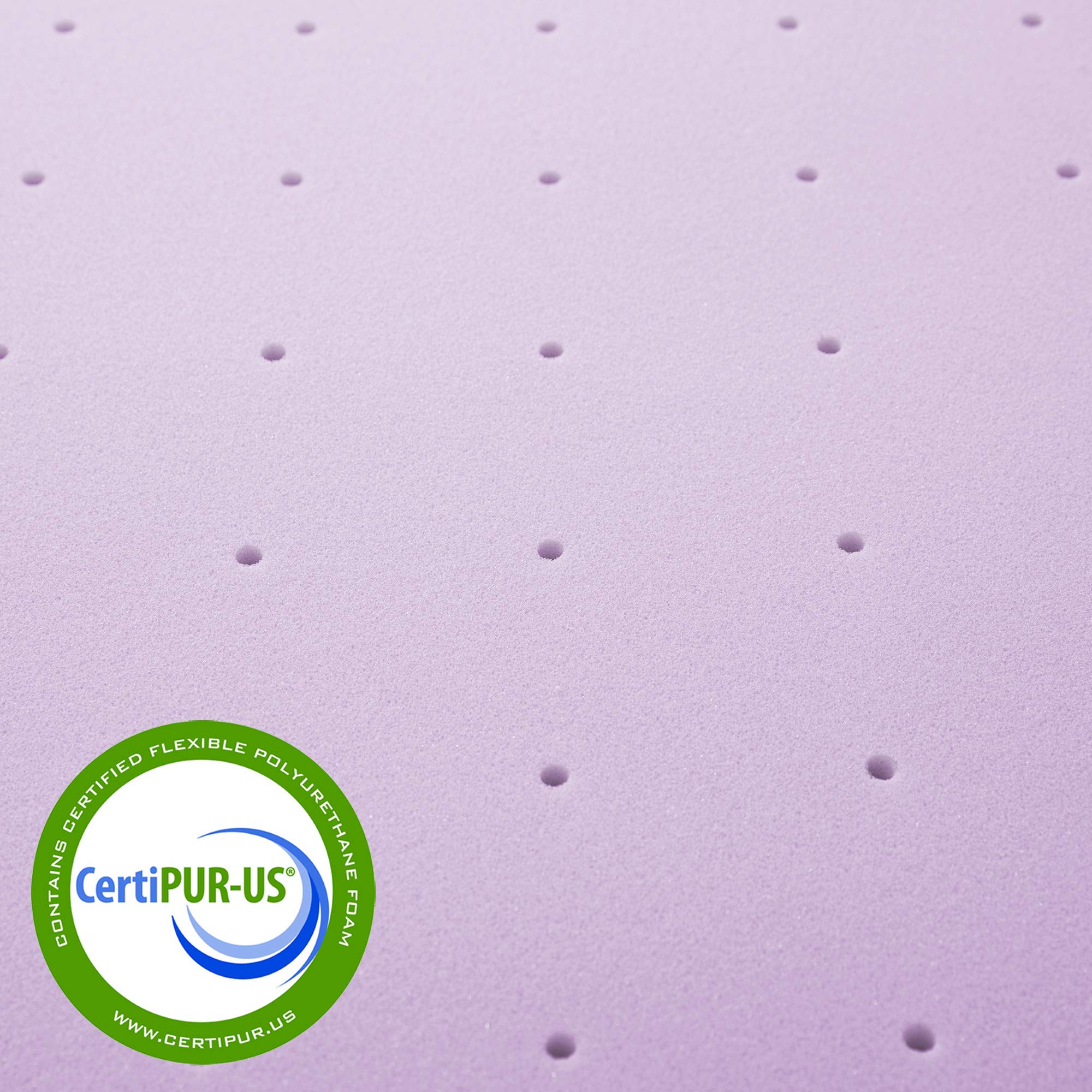 Mellow 2 Inch Ventilated Memory Foam Mattress Topper, Soothing Lavender Infusion, CertiPUR-US Certified, Short Queen