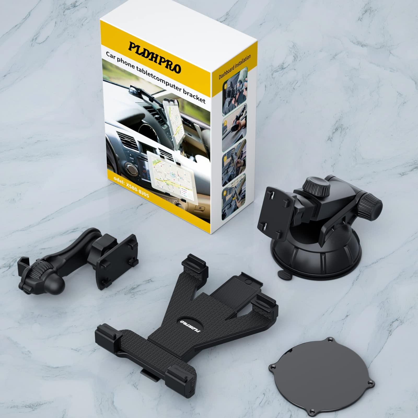 PLDHPRO Tablet Holder for Car Mount,3-in-1 Car Air Vent,Dashboard Windshield Mount,360° Rotation Adjustable for iPad Air/Mini, Nintendo Switch,Samsung,Tablets 6"- 10.5",TPU Suction Sticky Gel