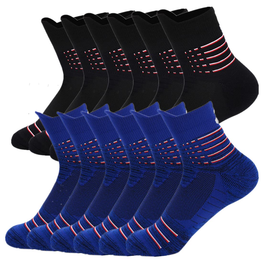 PAIXUN Mens Compression Socks For Men 100% Cotton Athletic Running Workout Size 6-14 Basketball Socks Ankle Crew Socks