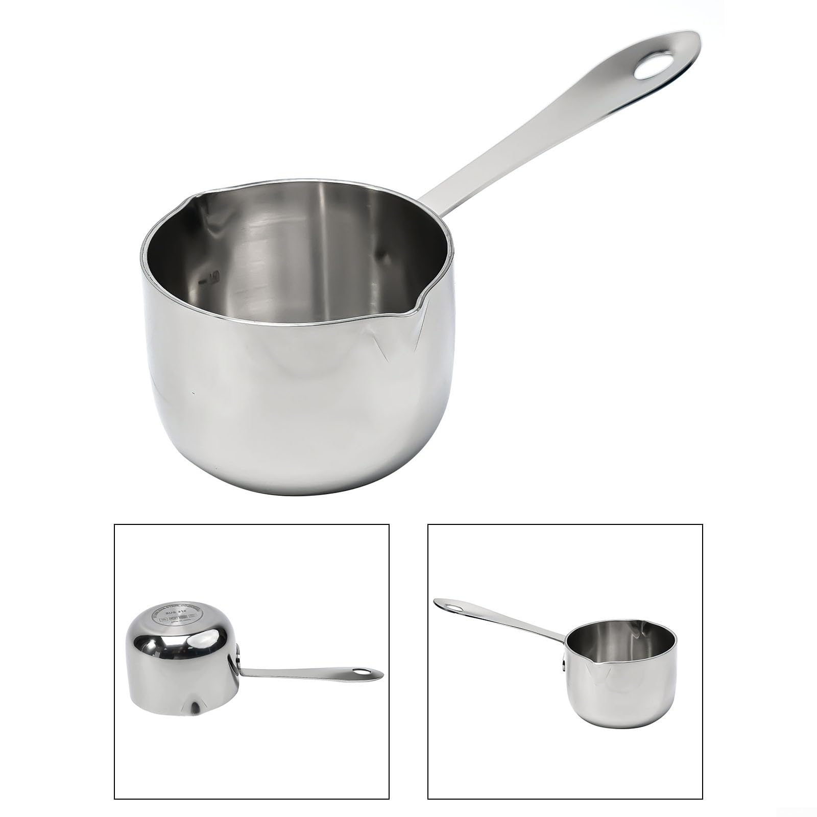 Stainless Steel Milk Pot, Milk Butter Warmer Pot Small Sauce Pan Non Coffee Pot Stovetop Chocolate Melting Pot Gravy Pot (160ml)