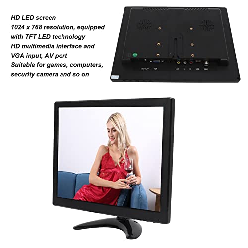 VGA AV BNC Monitor Input USB DC, HD LED Monitor Clear Picture Dual Speakers 100β240V with Remote Control for Laptops (US Plug)